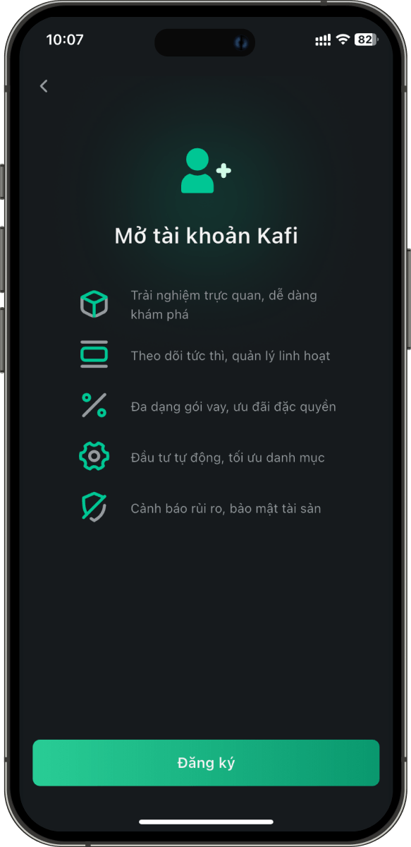 Kafi X · Mở tài khoản